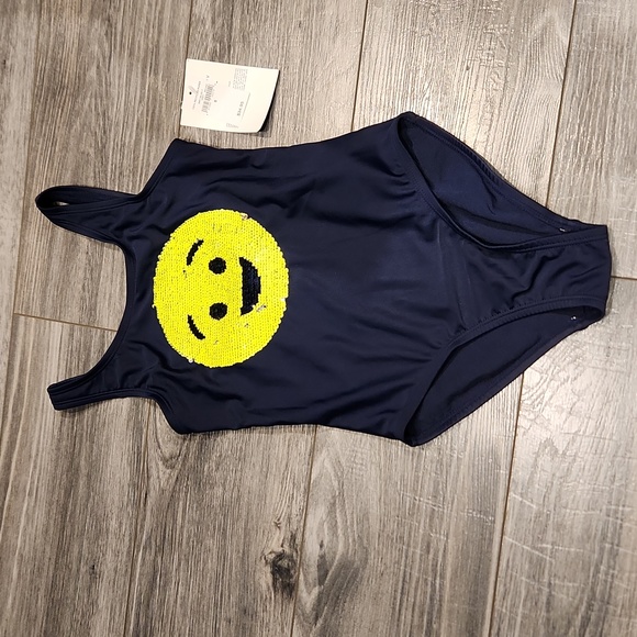 GAP | Swim | Nwt Gap Kids Sequins Happy Face Girls Sz S Onepiece ...